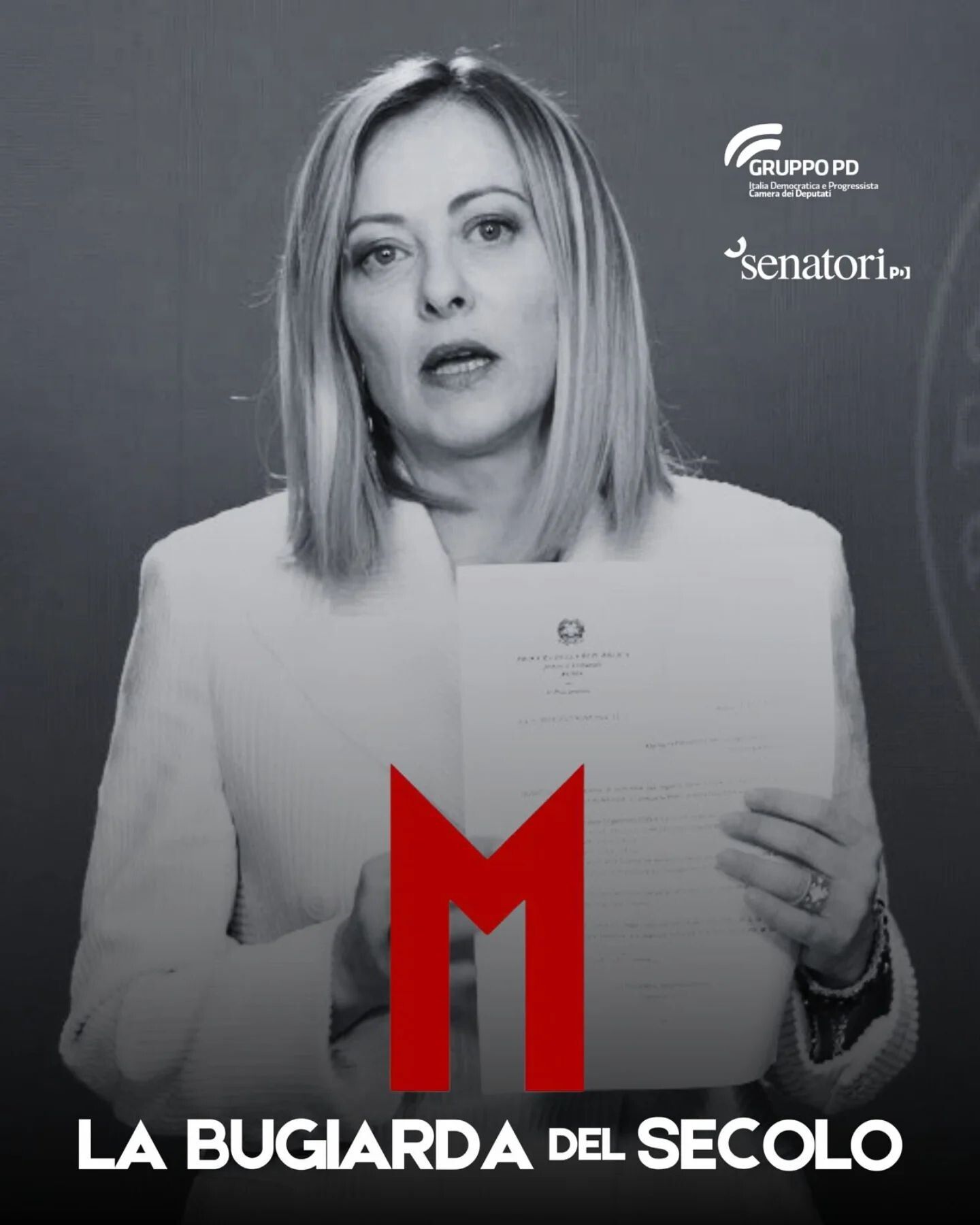 Il Pd paragona la Meloni a Mussolini con un post social