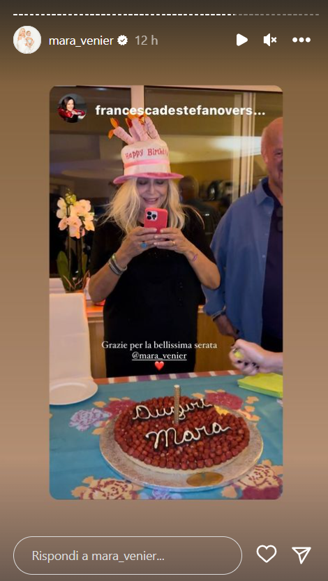 Mara Venier, festa di compleanno casalinga per i 73 anni