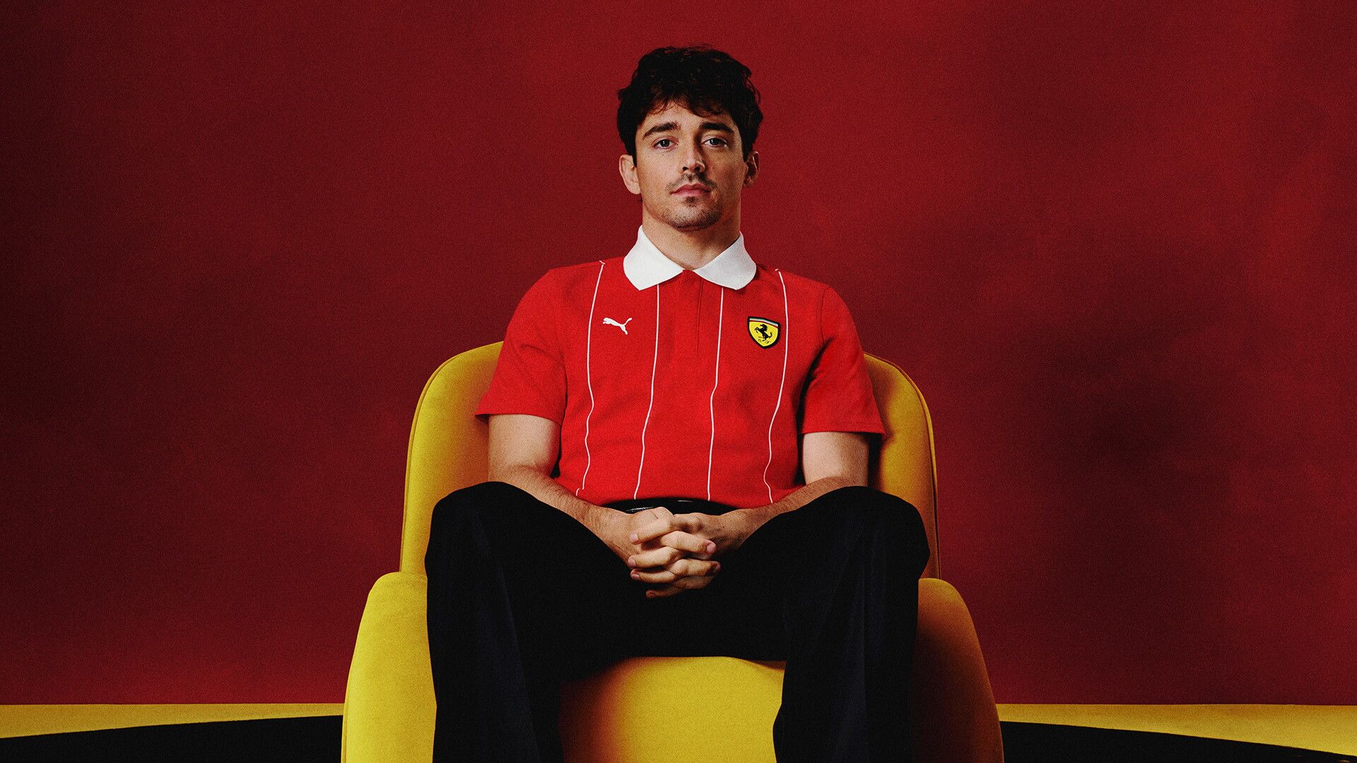 Leclerc posa per PUMA: la nuova collezione Scuderia Ferrari HP