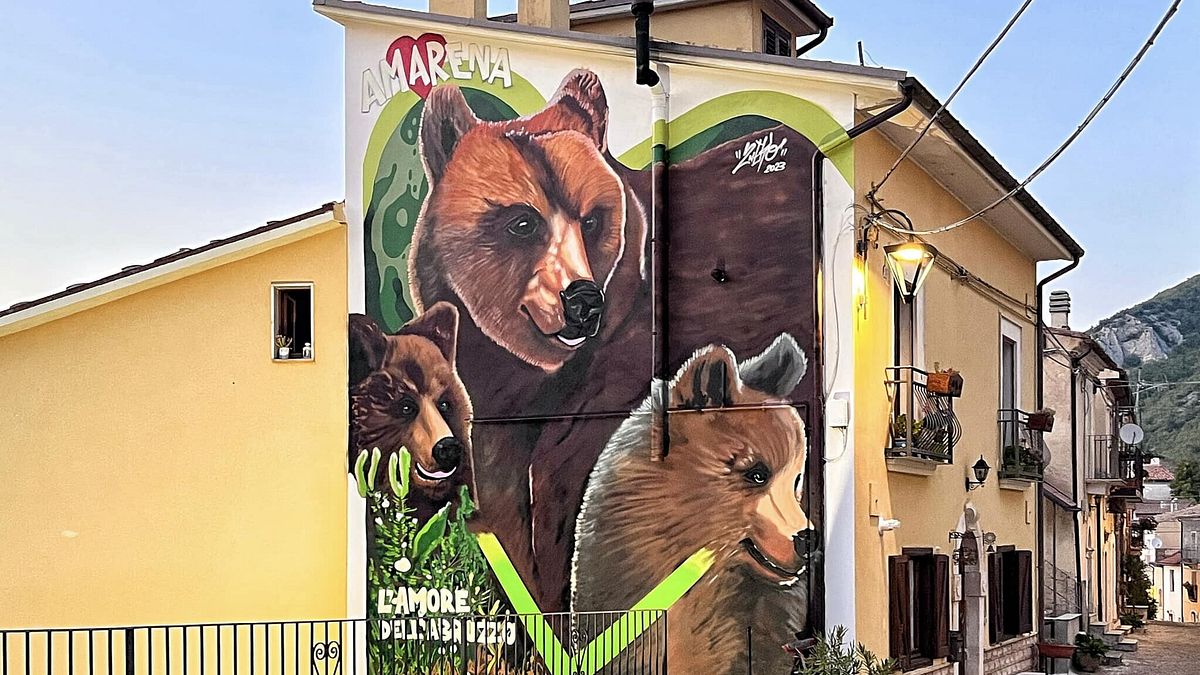 Fotogallery - Orsa Amarena, un murale con i suoi cuccioli per ricordarla