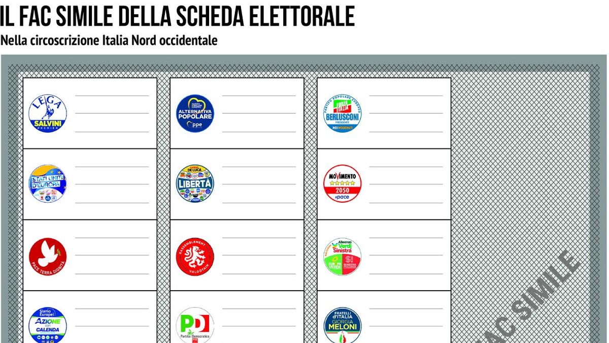 Europee 2024, il fac simile della scheda elettorale Europee 2024, il fac simile della scheda elettorale