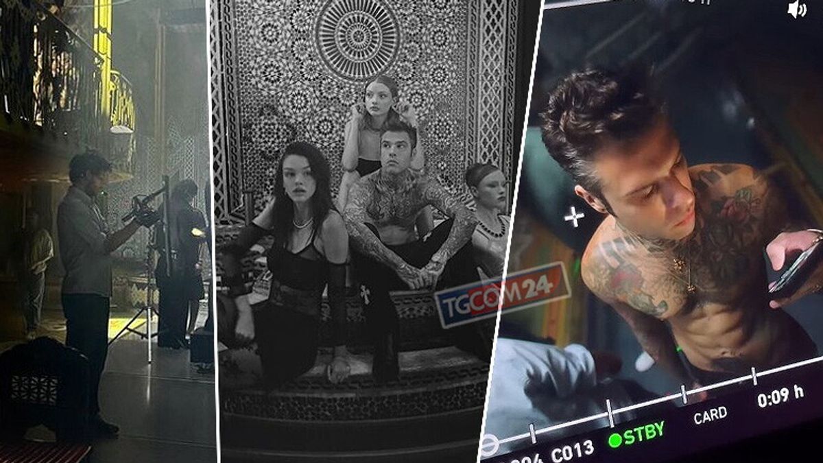 Fedez sul set del videoclip "Sexy Shop" con Garance Authié