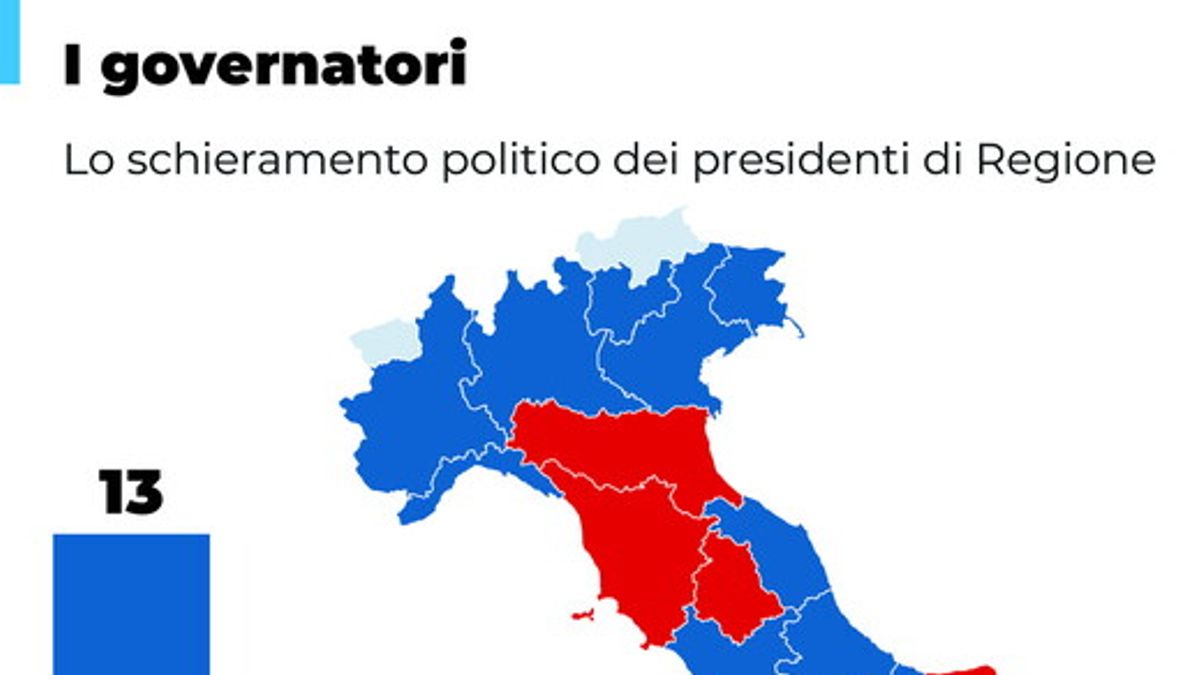 Lo schieramento politico dei presidenti di Regione