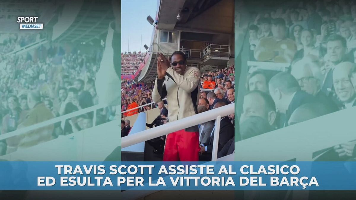 Travis Scott assiste al Clasico ed esulta per la vittoria del Barca ...